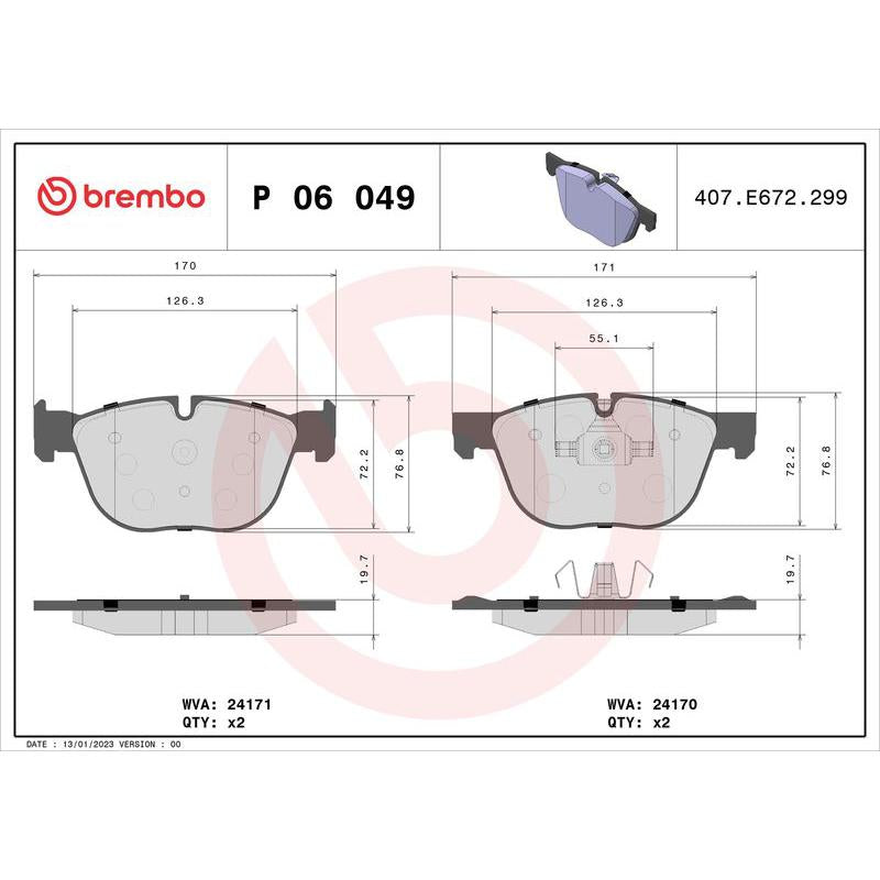 34116779293 | Balatas de freno delanteras BREMBO | – SAFE REFACCIONES