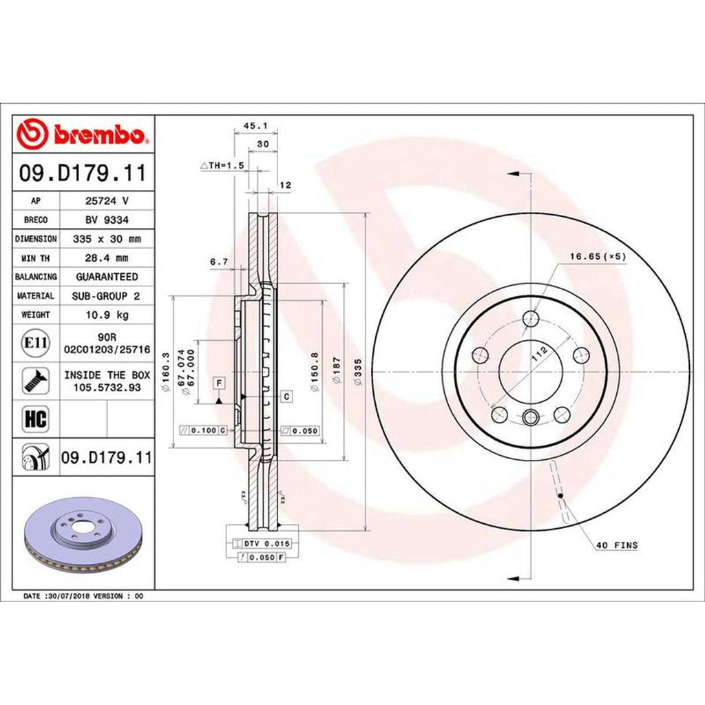 34116865711 | Disco de freno delantero BREMBO | – SAFE REFACCIONES