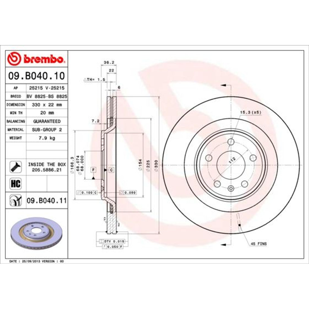 8K0615601C | Disco de freno trasero BREMBO | – SAFE REFACCIONES